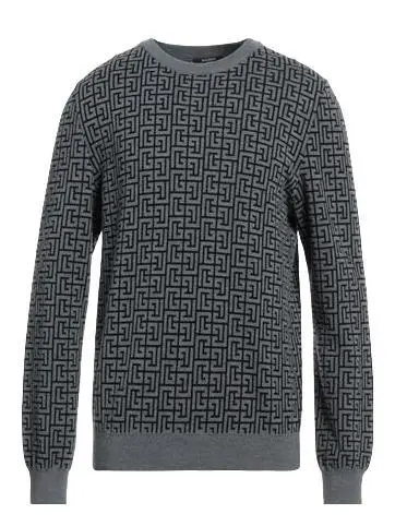 Balmain Sweater In Merino Wool, Linen, And Polyamide - Grey