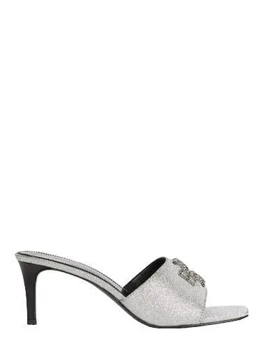 Tory Burch Leather Slide Sandals - Silver