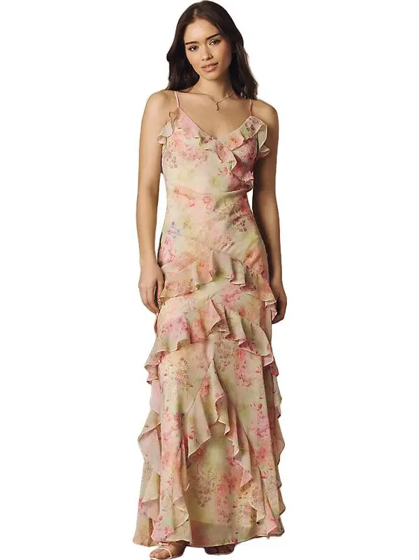 Bhldn Floral Maxi Dress - Buttercream Hazy Floral