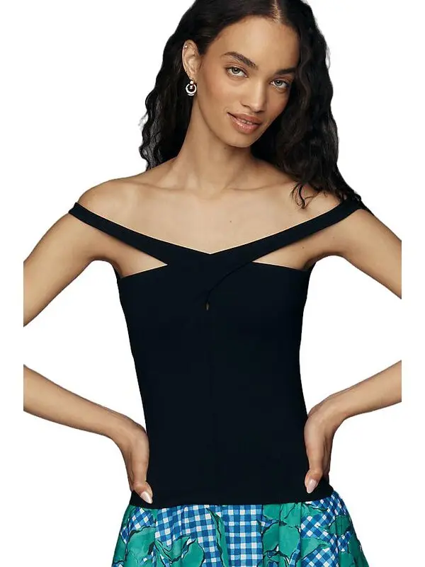 Susana Monaco Strapless Cross-front Top - Black