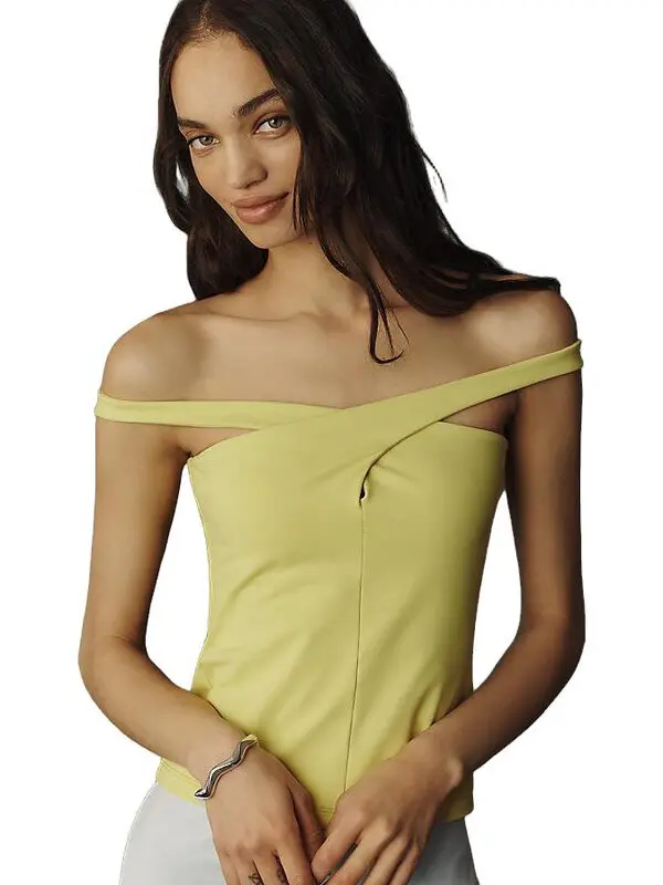 Susana Monaco Strapless Cross-front Top - Canary