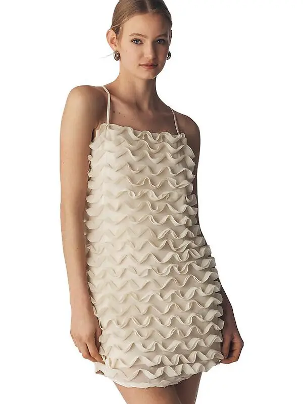 LAYERED Textured Sleeveless Mini Dress - Ivory