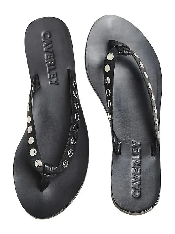 CAVERLEY Studded Thong Sandals - Black Stud