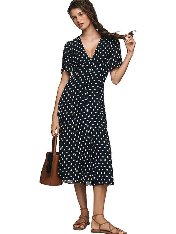 REFORMATION Lise Midi Dress - Blue Dot