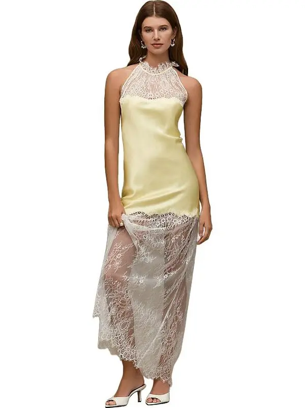 THIRD FORM Poetry High-neck Lace Dress - Yellow