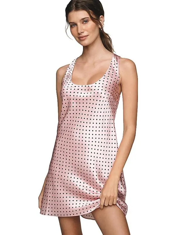 REFORMATION Eden Silk Mini Dress - Pink Dot