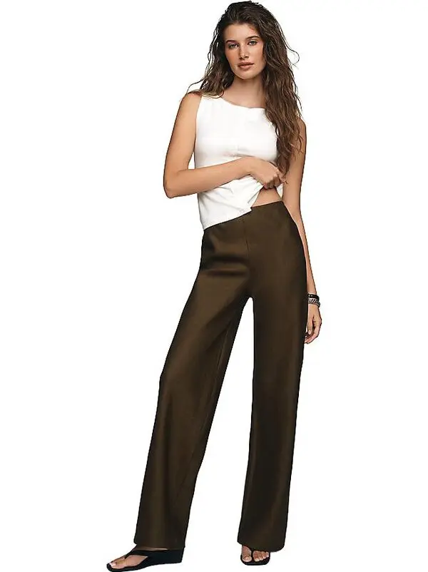 REFORMATION Gale Linen Pants - Olive