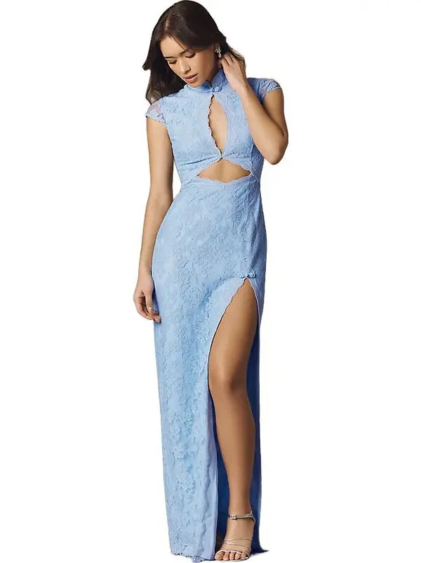 SAU LEE Moira Lace Maxi Dress - Sky