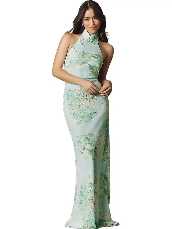 SAU LEE Gillian Chiffon Maxi Dress - Mint