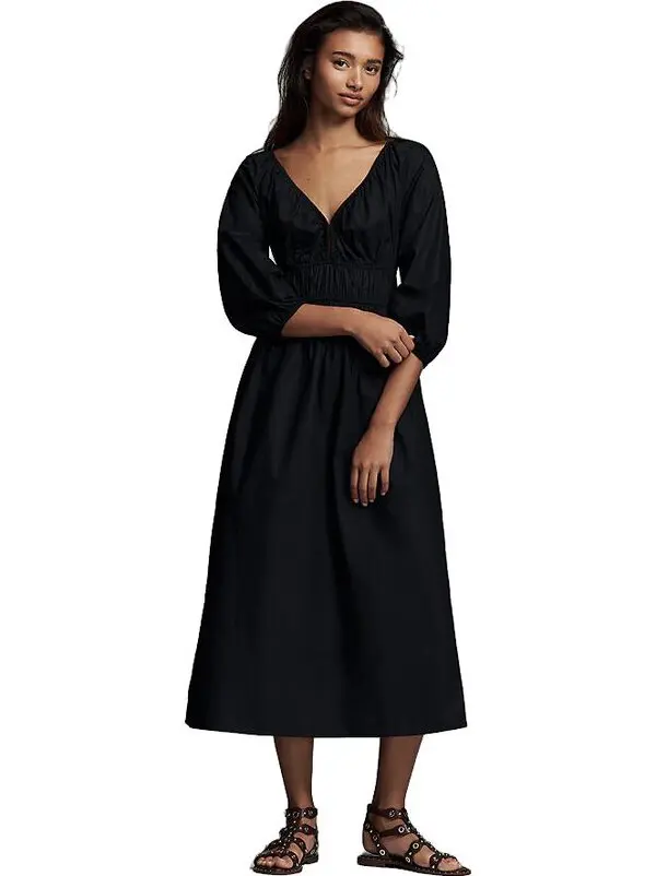 Rails Paio Cotton V-neck Midi Dress - Black