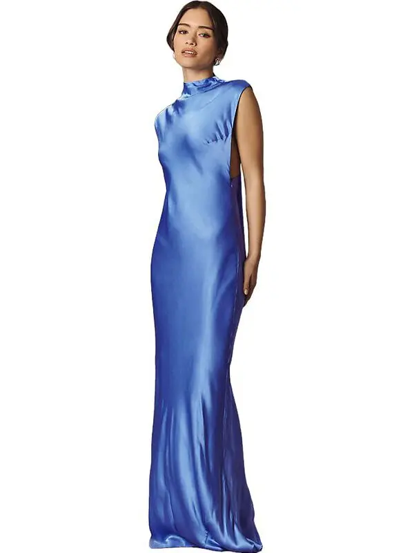 Bhldn Satin Knot Maxi Dress - Blue