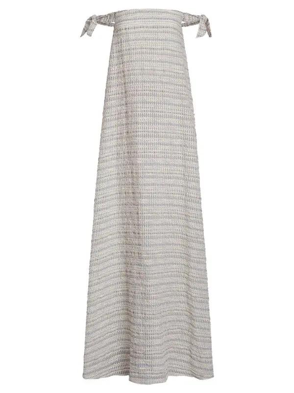 MARKARIAN Narcissus Off-the-shoulder Striped-organza Gown - Blue