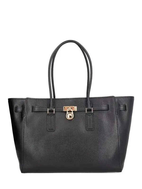 Michael Kors Leather Shoulder Bag With Lock Detail - Black