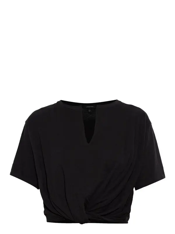 R13 Ruched Cotton-cashmere Top - Black