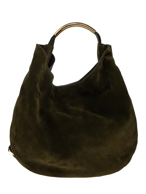 Moschino Suede Bucket Bag With Gold-tone Logo - Green