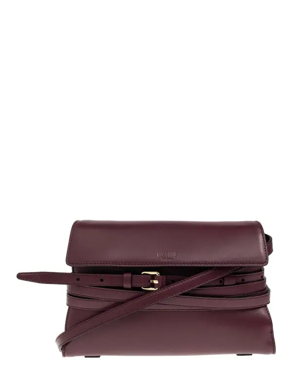 Moschino Shoulder Bag With Tie Detail - Burgundy