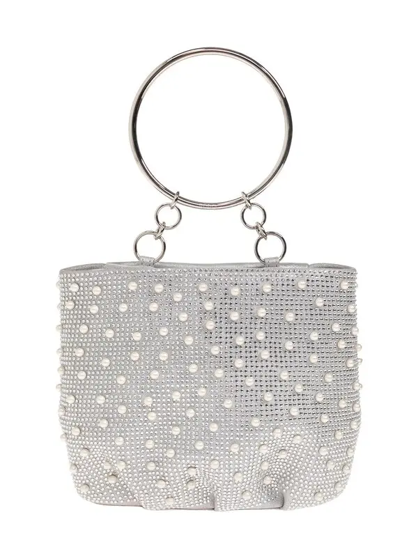 Rodo Handbag With Pearl And Mesh Detailing - Silver