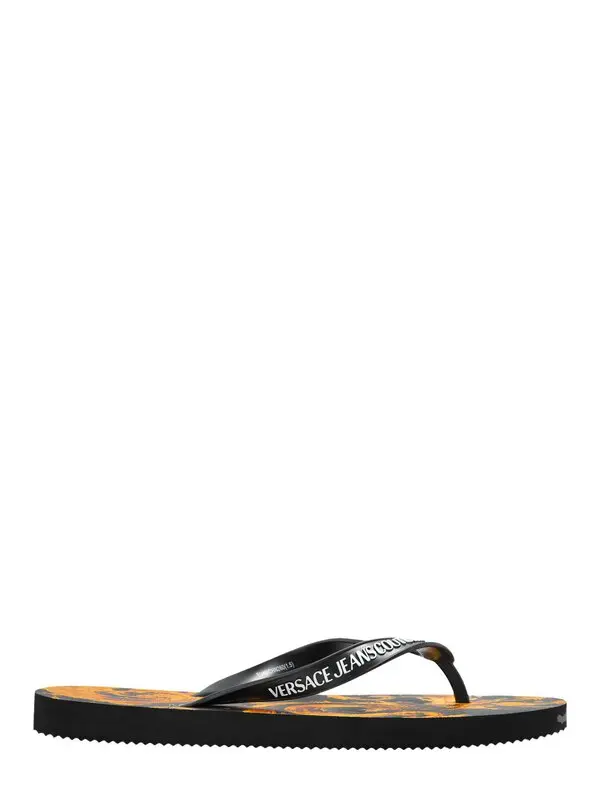 Versace Rubber Flip-flops With Logo - Black