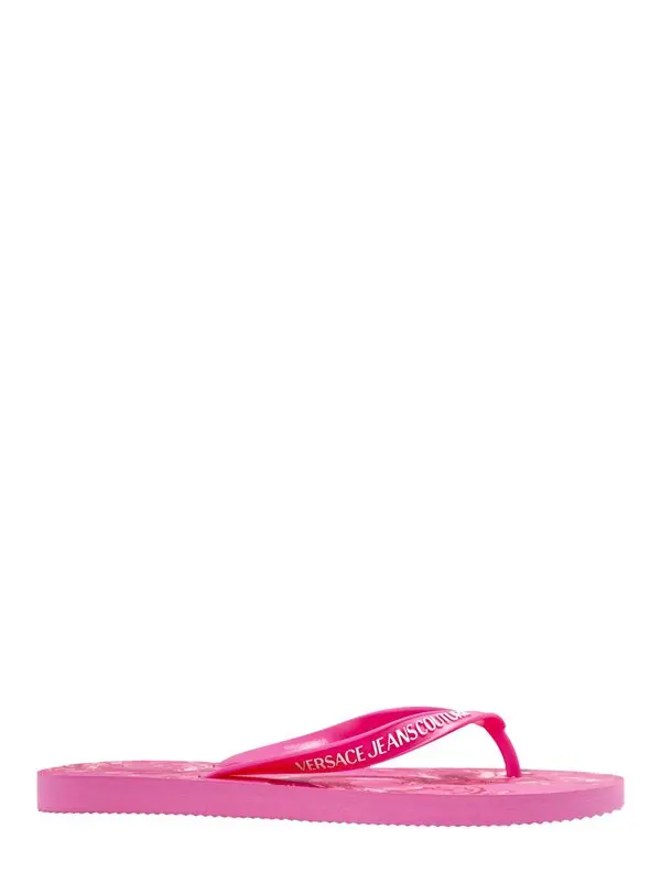 Versace Rubber Flip-flops With Baroque Logo - Pink