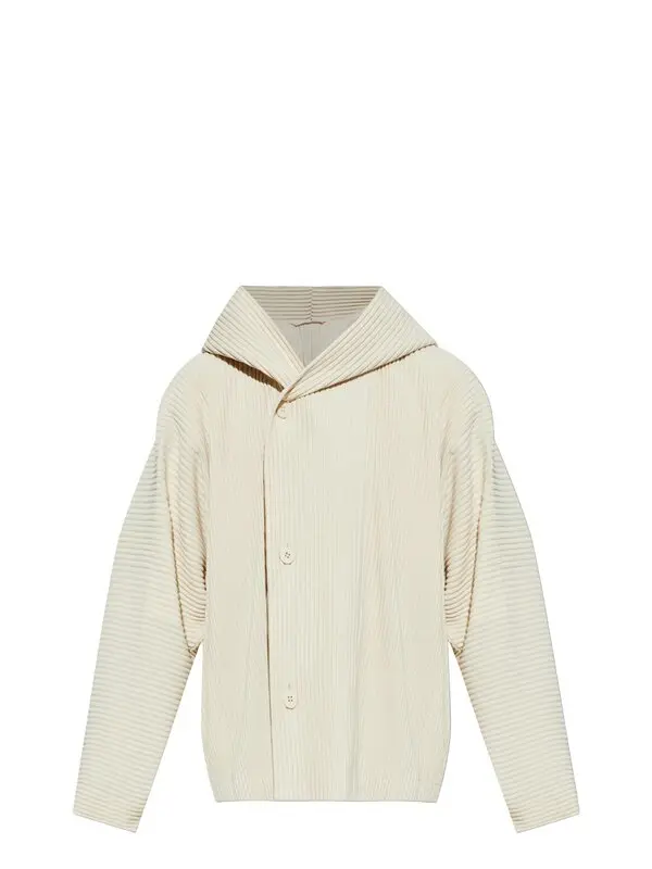 Issey Miyake Pleated Hoodie - Cream