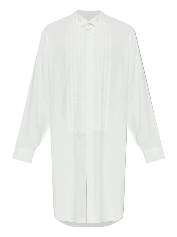 Issey Miyake Long Shirt With A Decorative Front - White