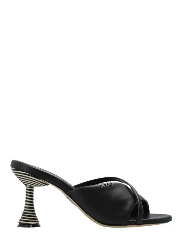 Rodo Leather Heeled Mules - Black