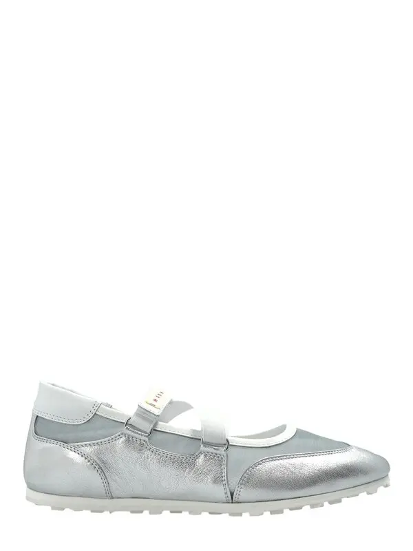 Marni Ballet Flats With Logo Patch - Silver