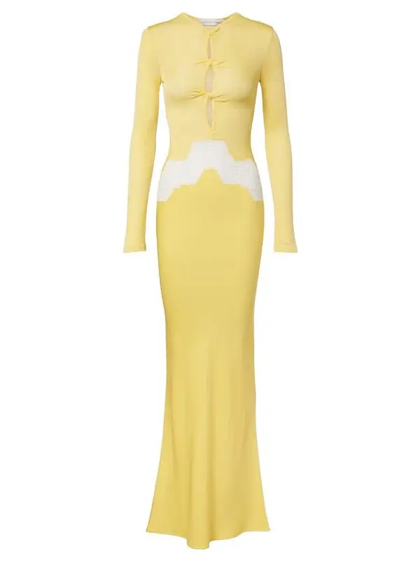Christopher Esber Verner Cutout Lace-trimmed Jersey Maxi Dress - Yellow