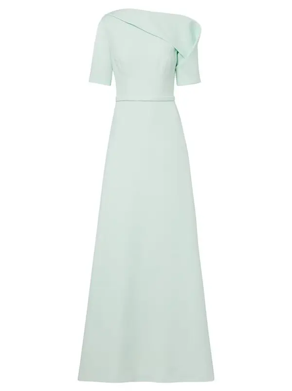 Safiyaa Stephanie Draped Crepe Gown - Turquoise