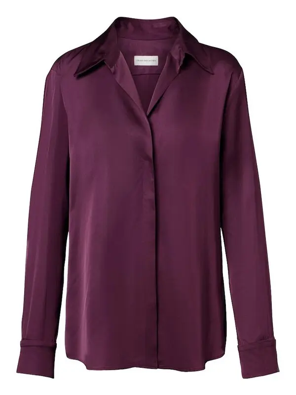 Dries Van Noten Celindra Satin Shirt - Burgundy