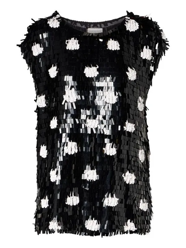 Dries Van Noten Cuzco Sequin Embellished Silk Top - Black