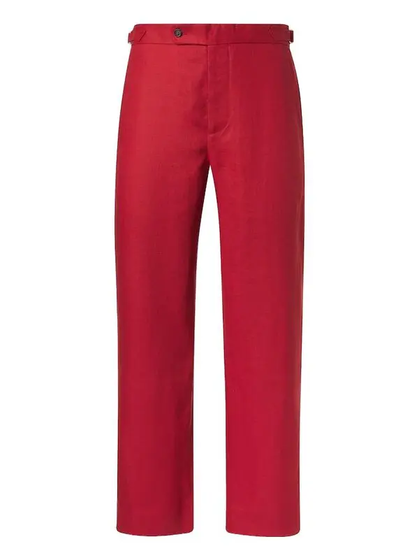 BODE Linen Straight Leg Trousers - Red