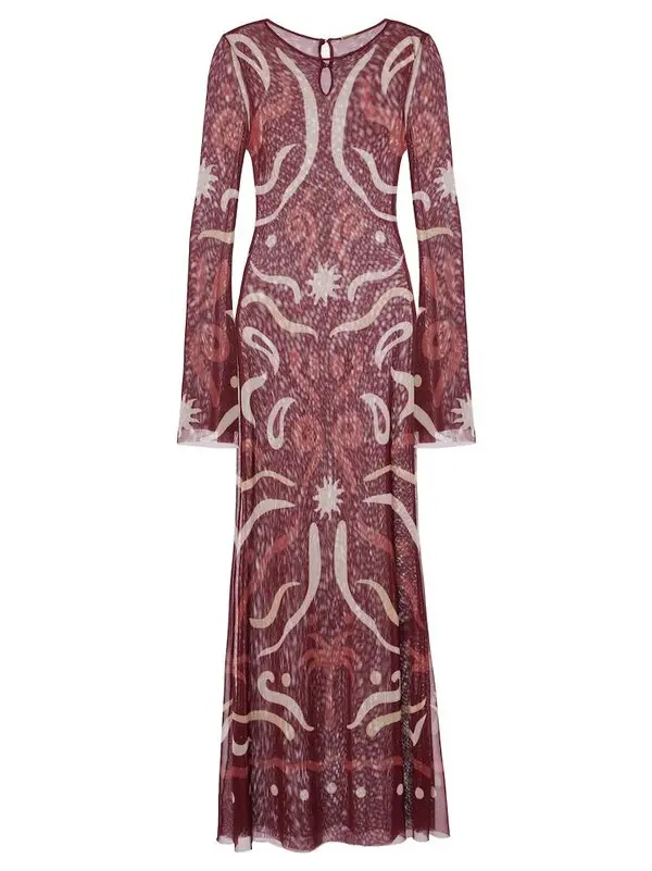 CALA DE LA CRUZ Amay Printed Maxi Dress - Burgundy