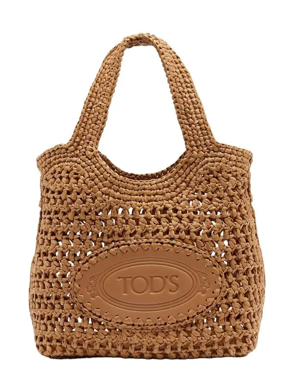 TOD'S Logo Raffia Tote Bag - Brown
