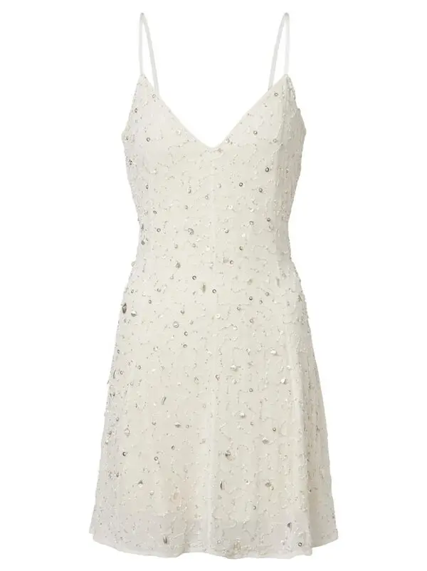 Staud Embellished Tulle Mini Dress - White