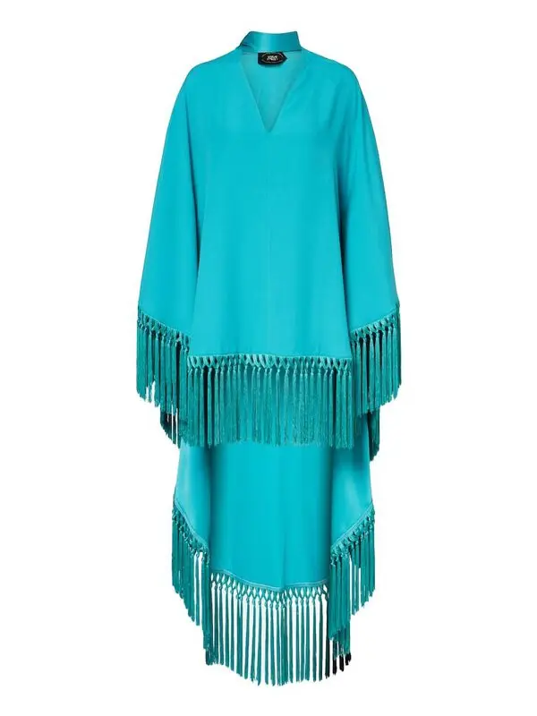 TALLER MARMO Cecil Fringed Crêpe Cady Kaftan - Blue