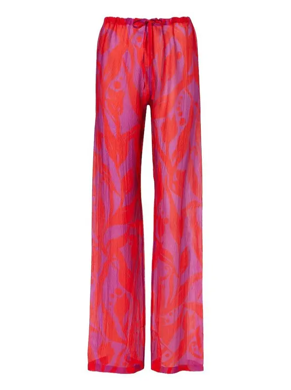 Dries Van Noten Pachas Silk Straight Pants - Red