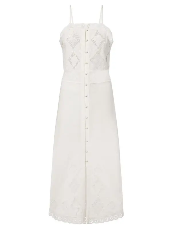 Isabel Marant Nelsane Cotton And Linen Midi Dress - White