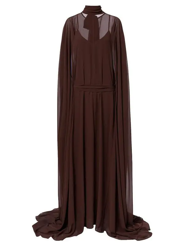 DE LA VALI Nila Chiffon Gown - Brown