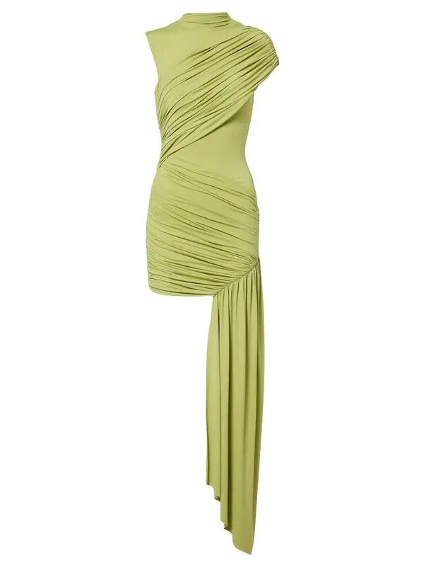 DE LA VALI Ravenna Draped Jersey Minidress - Green