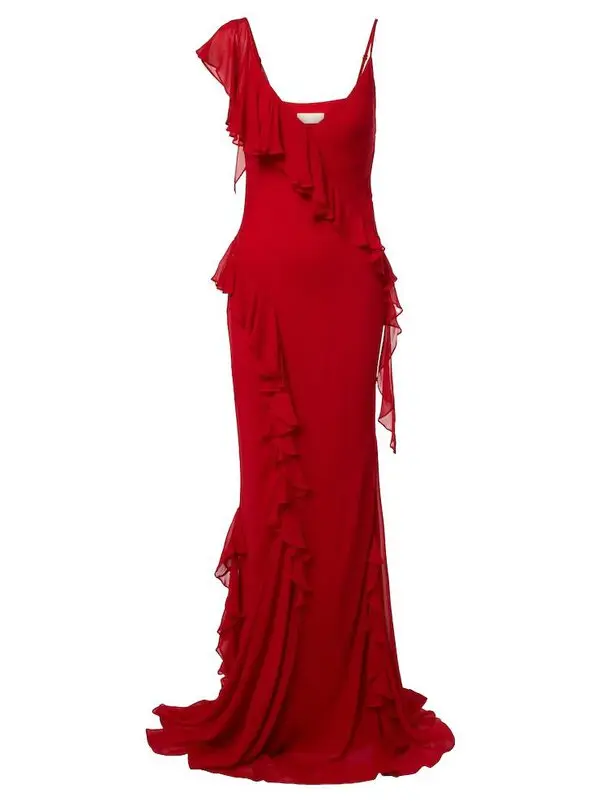 DE LA VALI Georgette Gown - Red