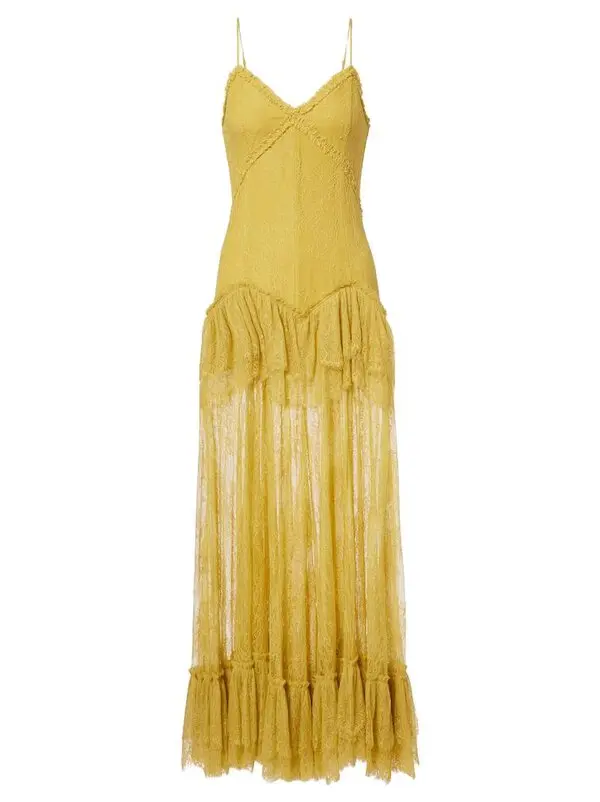 DE LA VALI Kala Lace Maxi Dress - Yellow