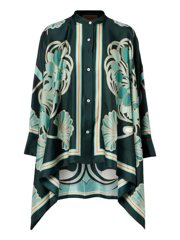 La DoubleJ Printed Silk Twill Shirt - Green