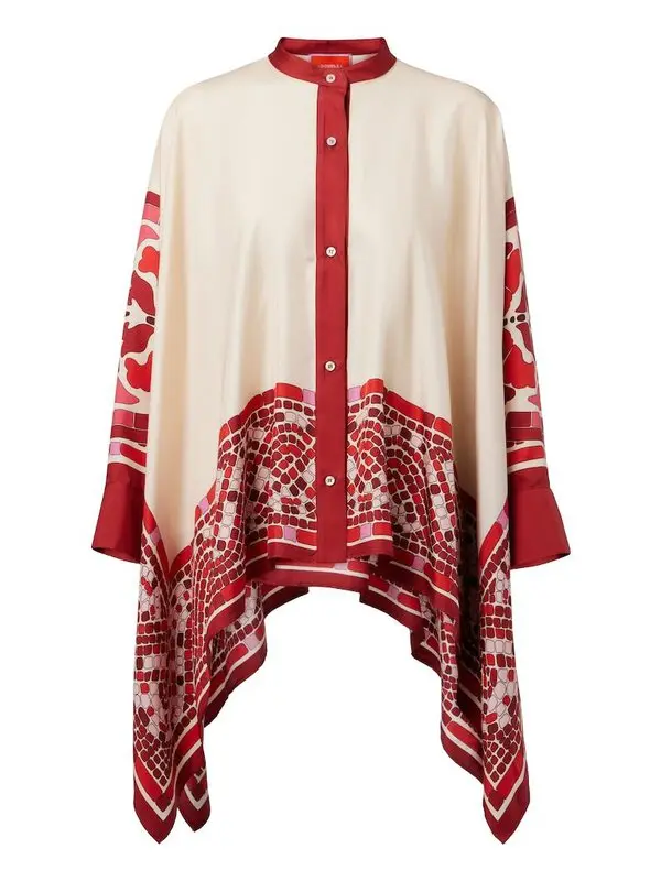 La DoubleJ Printed Silk Twill Foulard Shirt - Red