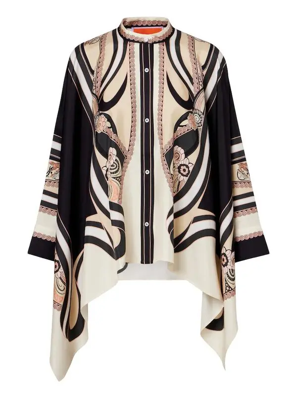 La DoubleJ Printed Silk Twill Shirt - Beige