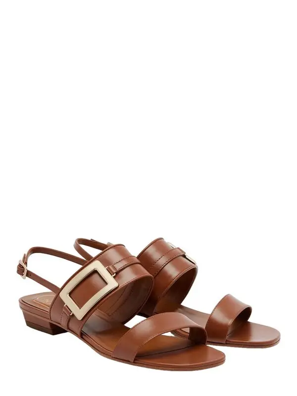 ROGER VIVIER Belle Vivier Leather Slingback Sandals - Brown