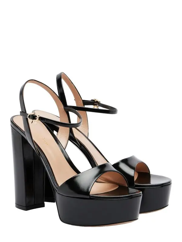 GIANVITO ROSSI Marlena Leather Platform Sandals - Black