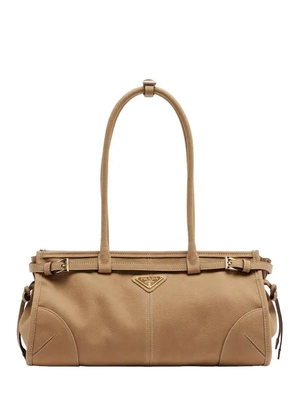 Prada Bonnie Medium Leather Shoulder Bag - Beige