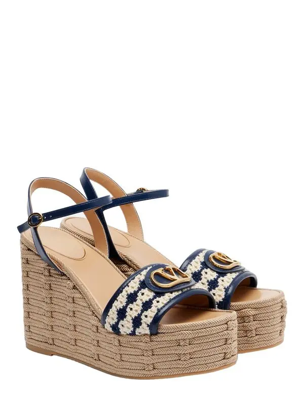 Valentino Garavani Vlogo Leather Espadrilles - Blue