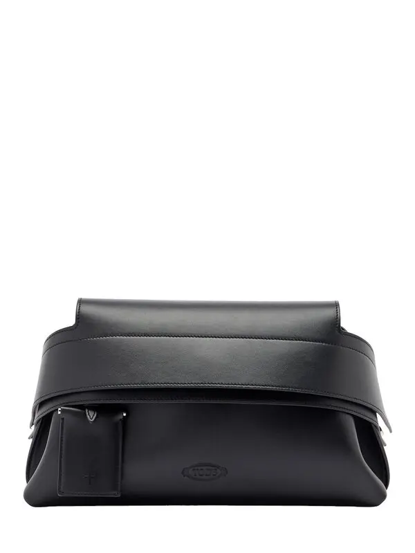 TOD'S Wave Mini Leather Clutch - Black